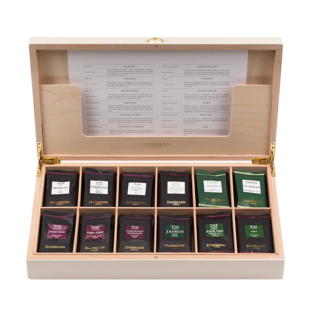 DAMMANN Frères - palace tea bags set in wooden box – table société